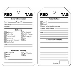 5S Red Tags - Red Tag Area Signs - 5S Red Tag Supplies