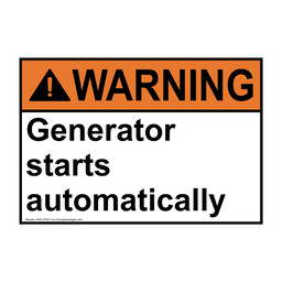 Automatic Start Signs - Machines - Generators - Compressors - Auto Stop