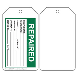 Machine Safety Tags For Equipment Repair - Status - Defects - Tests
