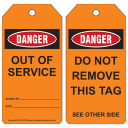 Out of Service Tags for Machines and Equipment - Red - Yellow - OSHA