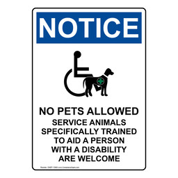 Accessibility - Service Animal Signs and Labels