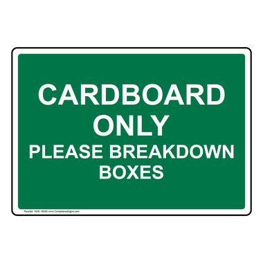Cardboard Recycling Sign