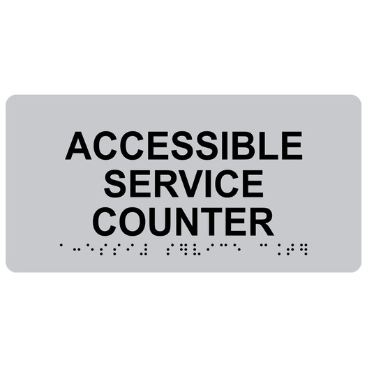 ADA Accessible Service Counter Braille Sign RSME-17822_BLKonSLVR