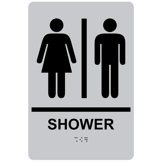 ADA Shower With Symbol Braille Sign RRE-830_BLKonSLVR Wayfinding