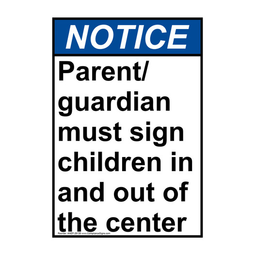Vertical Parent/Guardian Must Sign - ANSI Notice