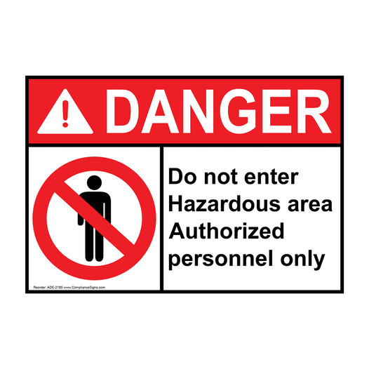 Danger Sign - Do Not Enter Hazardous Area Sign - ANSI