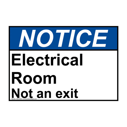 Notice Sign - Electrical Room Not An Exit - ANSI