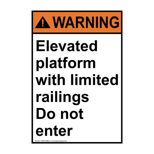 Vertical Elevated Platform With Limited Sign - ANSI Warning
