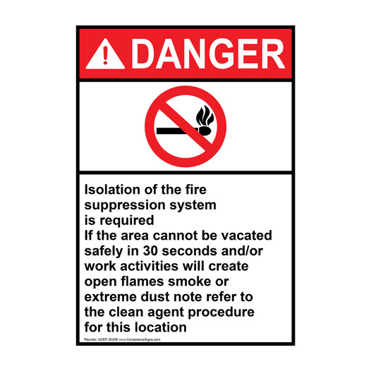 Vertical Isolation Of The Fire Sign - ANSI Danger - Policies / Regulations