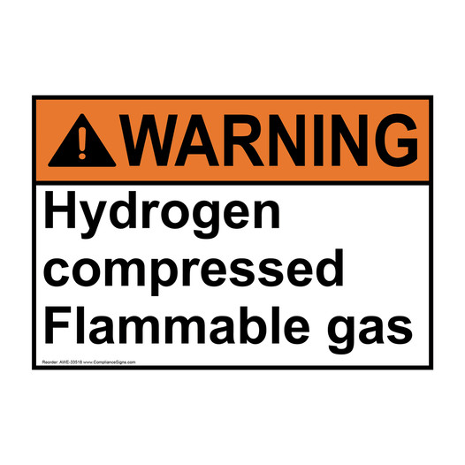 Warning Sign - Hydrogen Compressed Flammable Gas - ANSI - Hazmat