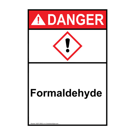 ANSI-GHS Vertical Hazmat Sign - Danger Formaldehyde - Exclamation