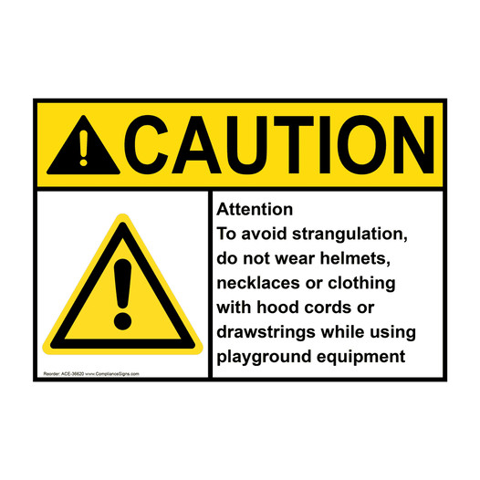 Caution Sign - Attention To Avoid Strangulation - ANSI