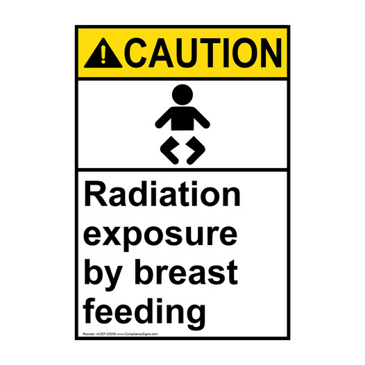 Vertical Radiation Exposure Sign - ANSI Caution - Radiation