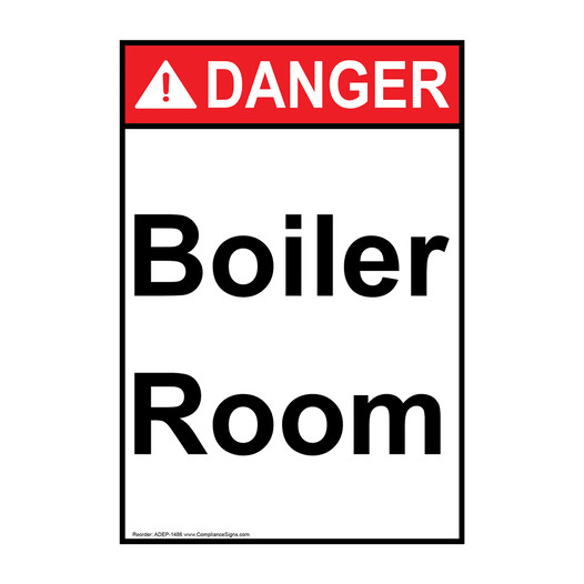 Vertical Boiler Room Sign - ANSI Danger - Room Name