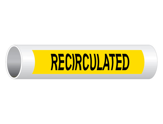 ASME A13.1 Recirculated Pipe Label PIPE-24055-BLKonYLW