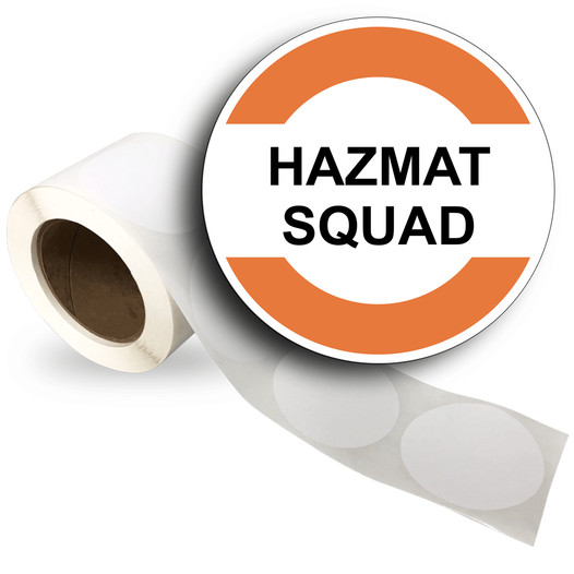 Roll of Round Labels - Hazmat Squad - White