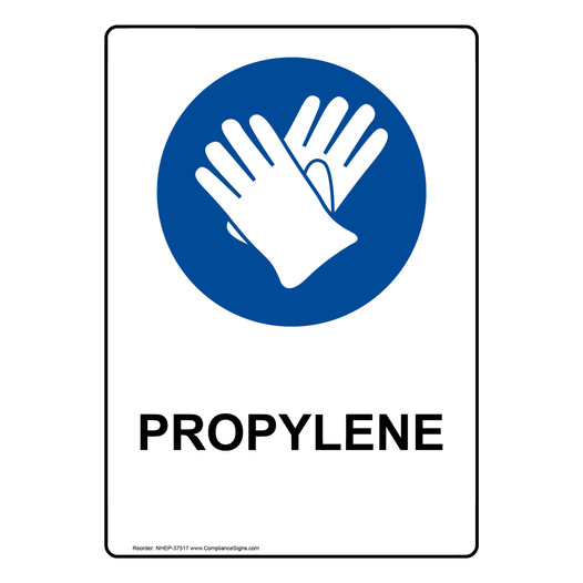 Hazmat Sign With Symbol - Propylene - Vertical - White