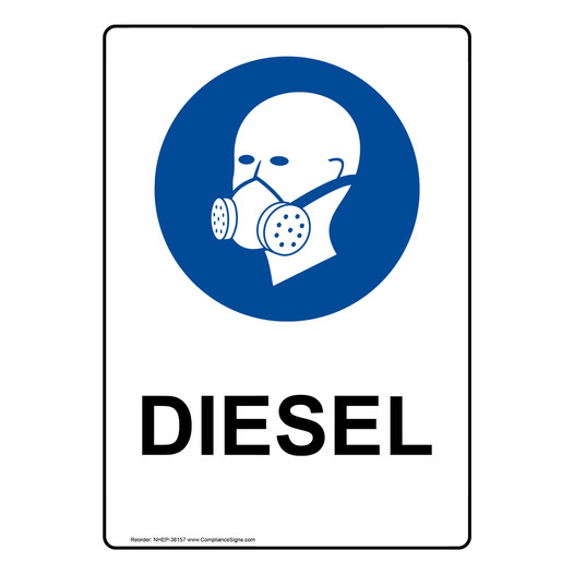 Vertical Diesel Sign - White - US Made - Easy Ordering