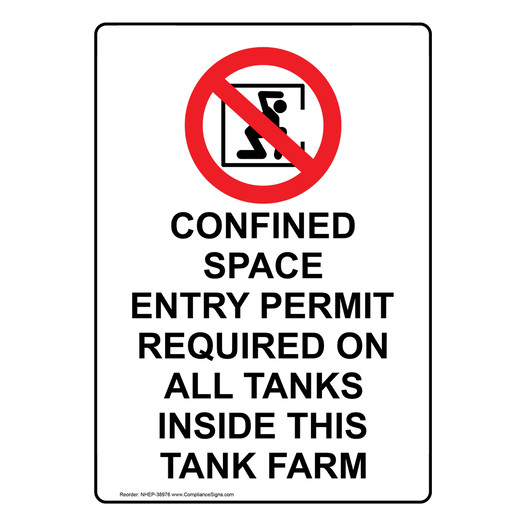 Vertical Sign - Authorized Personnel Only - Confined Space Entry Permit