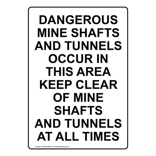 Vertical Sign - Do Not Enter - Dangerous Mine Shafts And Tunnels Occur