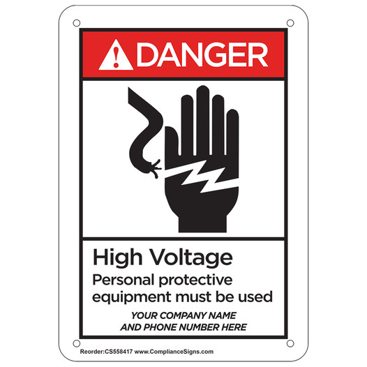 ANSI Custom Sign - HIGH VOLTAGE PERSONAL PROTECTIVE EQUIPMENT ...