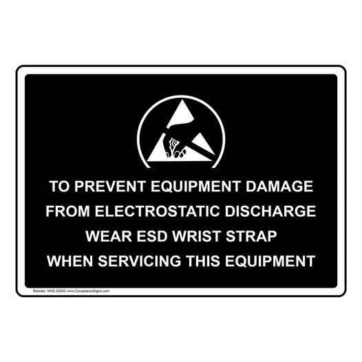 Wear Esd Wrist Strap Sign or Label - Black - Symbol