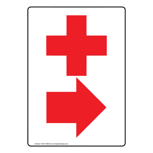 White [Graphic Only] First Aid Sign - Vertical