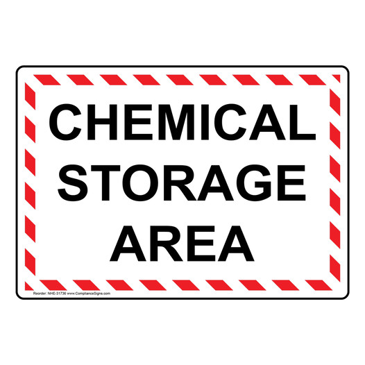 Chemical Storage Area Sign or Label - Varied Sizes - White