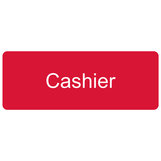 Cashier White on Red Engraved Sign EGRE-273-WHTonRed Information