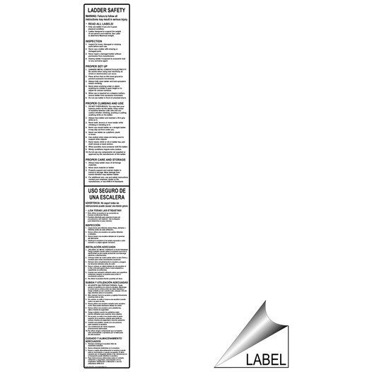 Industrial Notices Ladder Safety Warning Bilingual Label - US Made