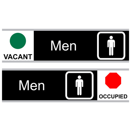Men Sign | Vacant/Occupied Slider | White on Black Plastic