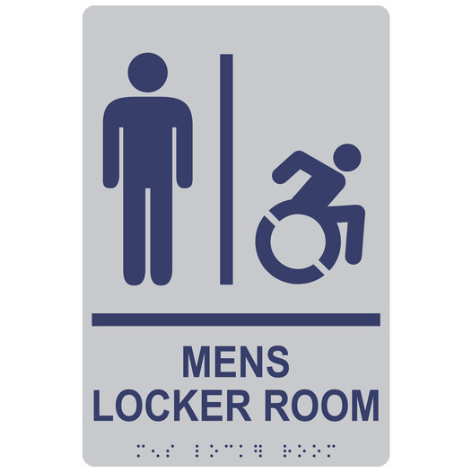 Portrait Mens Locker Room (Braille Sign RRE-19963R_MRNBLUonSLVR