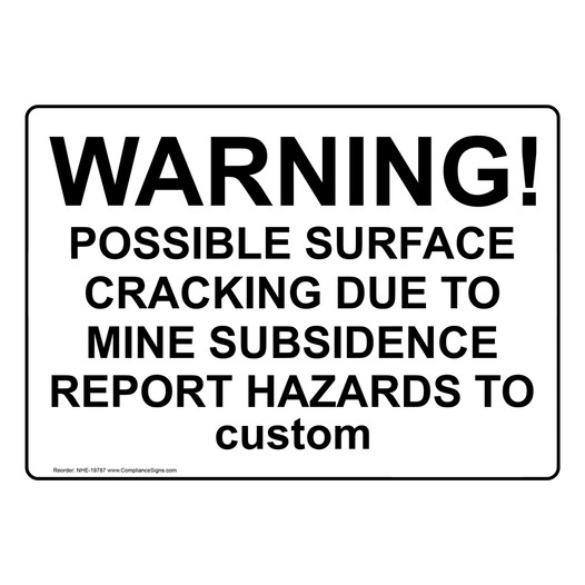 Custom Sign - Surface Cracking Mine Subsidence Report