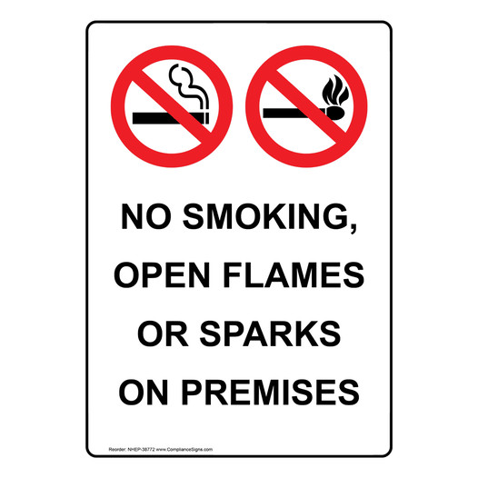 Vertical Sign - No Smoking - No Smoking, Open Flames