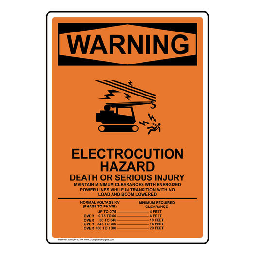 WARNING Crane Rigging 10 Feet Away Sign - OSHA Format - US Made