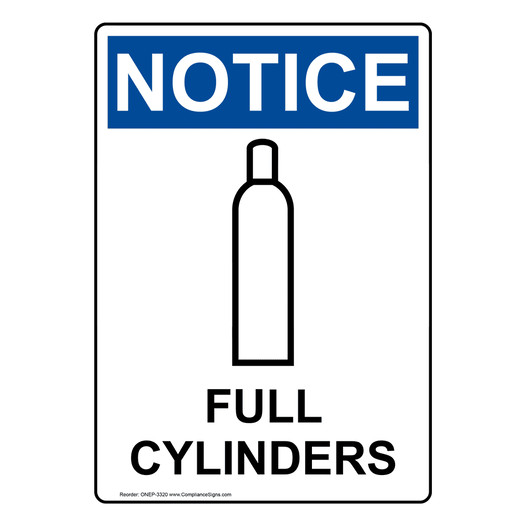 Vertical Full Cylinders Sign - OSHA NOTICE