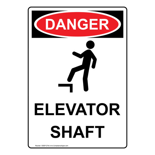 Vertical Elevator Shaft Sign - OSHA DANGER