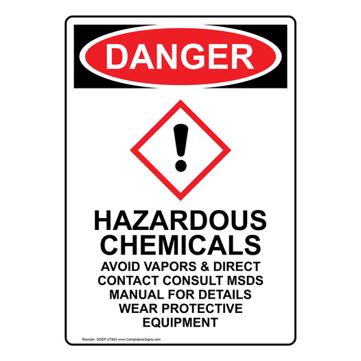 Vertical OSHA-GHS Sign or Label - Hazardous Chemicals - Chemical