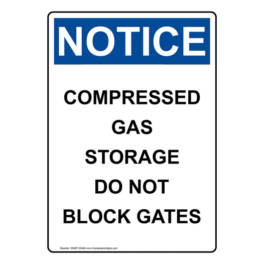 Vertical Compressed Gas Storage Do Not Sign - OSHA NOTICE
