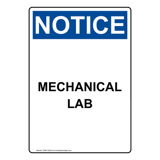 Vertical Mechanical Lab Sign - OSHA NOTICE