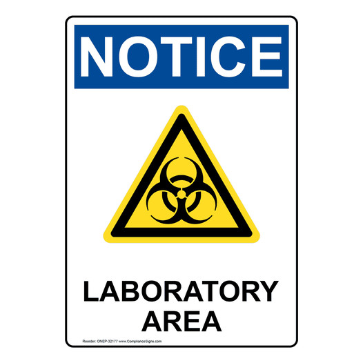 Vertical Laboratory Area Sign - OSHA NOTICE