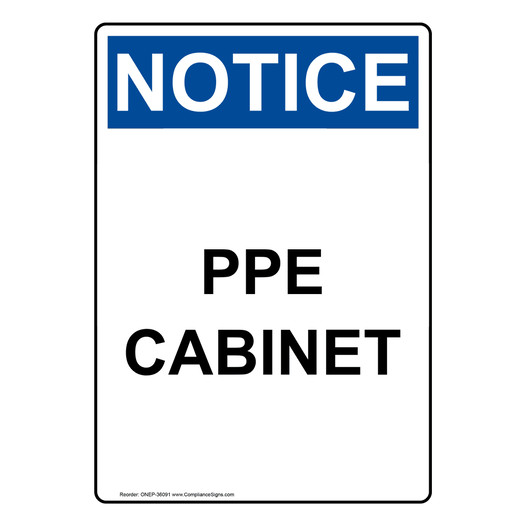 Vertical PPE Cabinet Sign - OSHA NOTICE