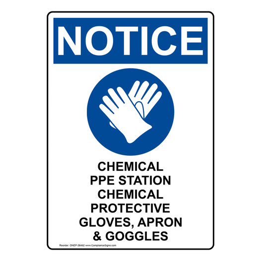 Vertical Chemical PPE Station Sign - OSHA NOTICE