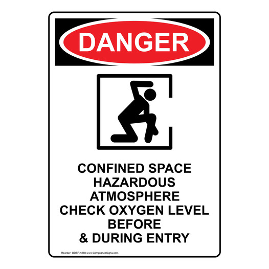 Vertical Confined Space Hazardous Sign - OSHA DANGER