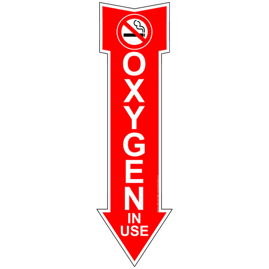 No Smoking Oxygen In Use Label / Sticker - Red Reflective - US Made
