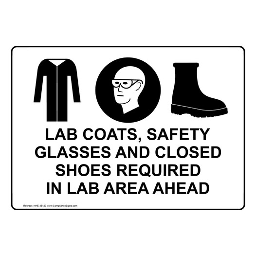 PPE - Eye Sign - Lab Coats, Safety Glasses And Closed PPE - Eye Sign - Lab Coats, Safety Glasses And Closed