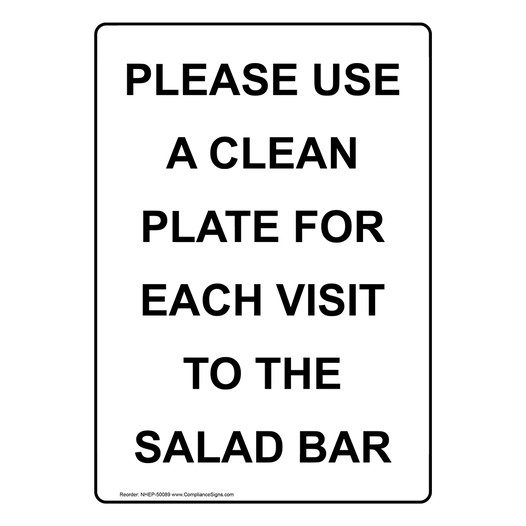 Portrait Please Use A Clean Plate For Each Visit Sign NHEP-50089