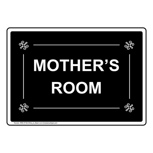 Black Mother's Room Sign RRE-37184-WHTonBLK