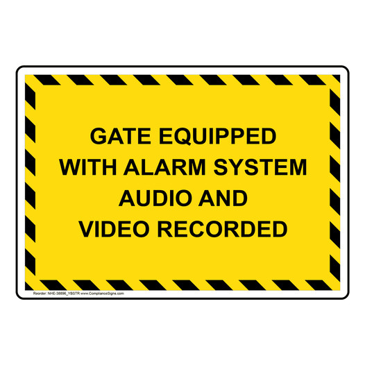 Security Camera Sign - Gate Equipped With Alarm System