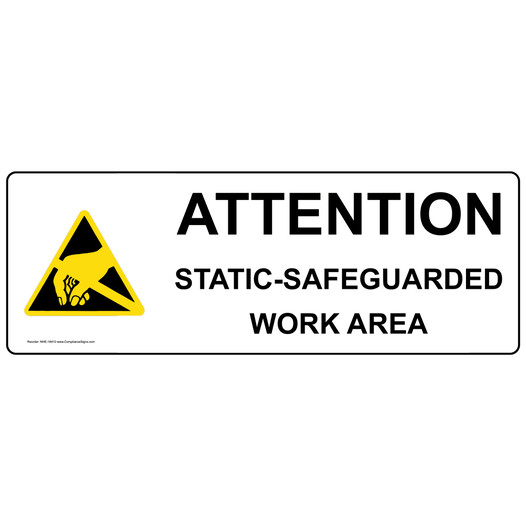 Electrical Shock Hazard Sign - Attention Static-Safeguarded Work Area